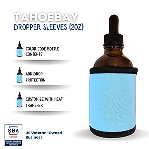 TahoeBay Dropper Bottle Sleeves (12-pack) Thick Neoprene Protector for Tincture Glass Bottles with Eye Droppers for 1oz, 2oz, 4oz Essential Oils (2oz Essential Colors)