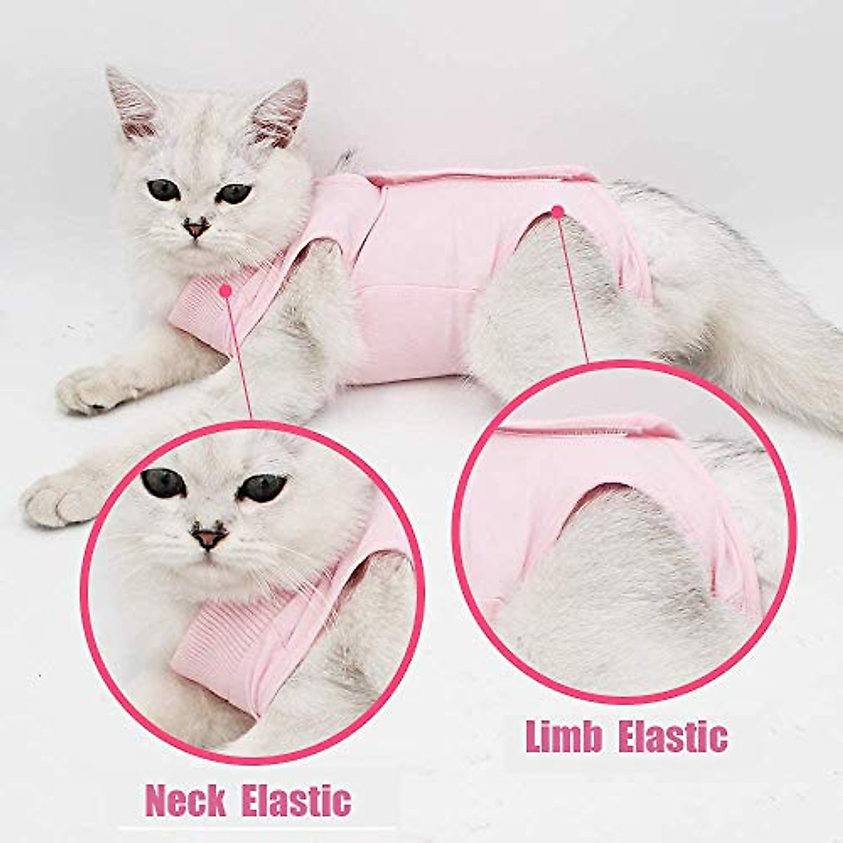 Cat Professional Recovery Suit for Abdominal Wounds and Skin Diseases, E-Collar Alternative for Cats and Dogs, After Surgey Wear Anti Licking, Recommended by Vets（Pink,M
