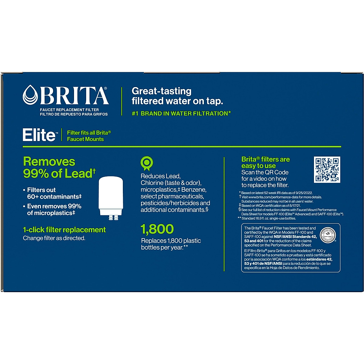 Brita Water Filter Replacements for Sink, Faucet Mount Water Filtration System for Tap Water, Reduces 99% of Lead, Chrome, 2 Count