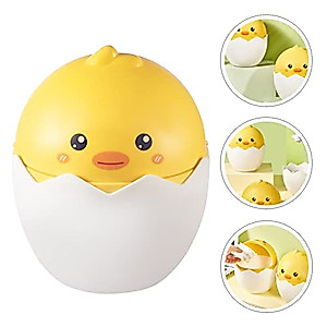 Cabilock Easter Chick Garbage can Mini Trash Can with Lid Desktop Easter Chick Shaped Waste Basket Mini Garbage Can Kawaii Trash Bins for Home Desk Car Office Kitchen