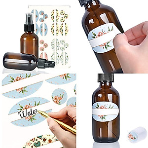 STARSIDE 12 Pack (120 ml) 4oz Amber Glass Spray Bottles with Fine Mist Sprayer & Dust Cap for Essential Oils, Perfumes,Cleaning Products.Included 1 Brush,2 Funnels,2 Droppers & 18 Labels.
