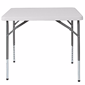 Flash Furniture Kathryn 2.79-Foot Square Height Adjustable Granite White Plastic Folding Table, 34" Square