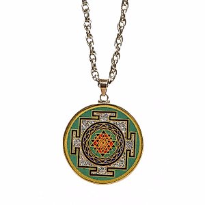 Shri Yantra Pendant Melachite Green and Silver for All by Power Pendants/Pendant Necklace for Women & Men, Best Gift Ideas…