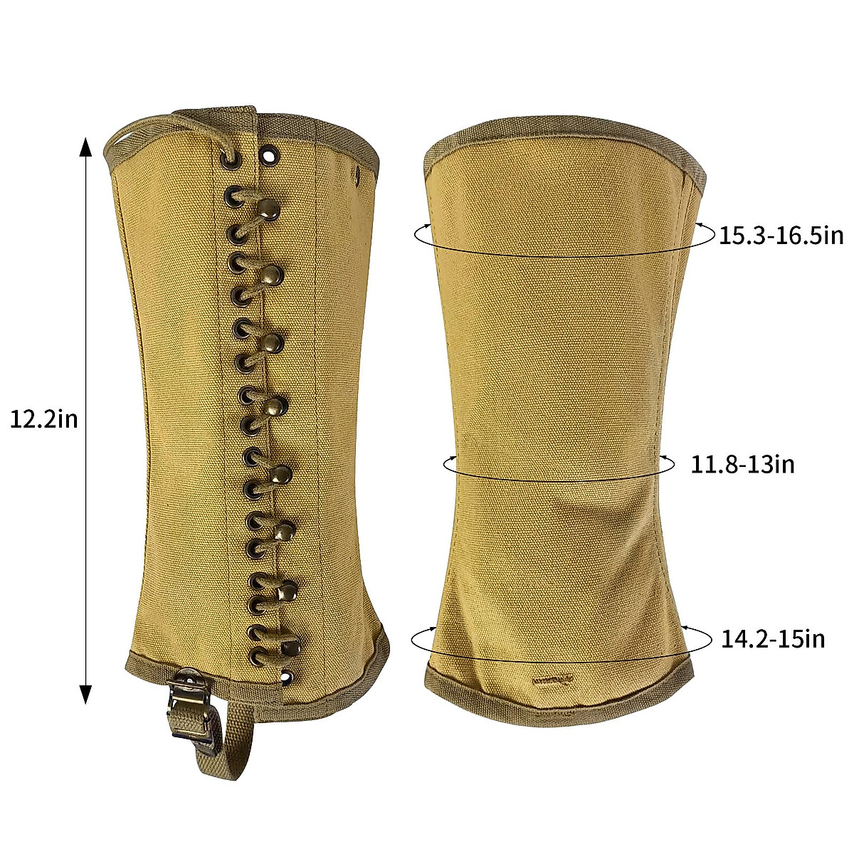 SMONT Canvas Gaiters Snake Gaiters Leg Gaiters for Men Ww2 Gaiters Reproduction WWII Us M1936 Leggings Gaiters for Hiking Army Khaki Canvas Gaiters Puttee Protection for Legs, 3R
