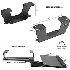 VIVO Adjustable Keyboard and Mouse Tray with Dual Height Track Spacer Brackets, Ergonomic Under Desk Platform and Spacer Bracket Combo, MOUNT-KB03B-KIT1