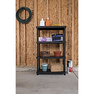Keter 16 in. 4-Tier Plastic Freestanding Shelving Unit, Black, 16 Inch