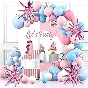 Star Foil Mylar Balloons Pink Party Decorations 6 Cone Spike Explosion Star Balloons 22 Inch Large Starburst Balloons Party Supplies for Wedding Christmas Birthday Bachelorette Mean Girl Party