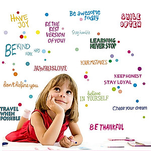 Motivational Phrases Wall Decals Child Inspirational Quotes Wall Sticker, DIY Removable Wall Window Positive Sayings for Kids Baby Nursery Childrens Bedroom Classroom Home Decor Art (1)