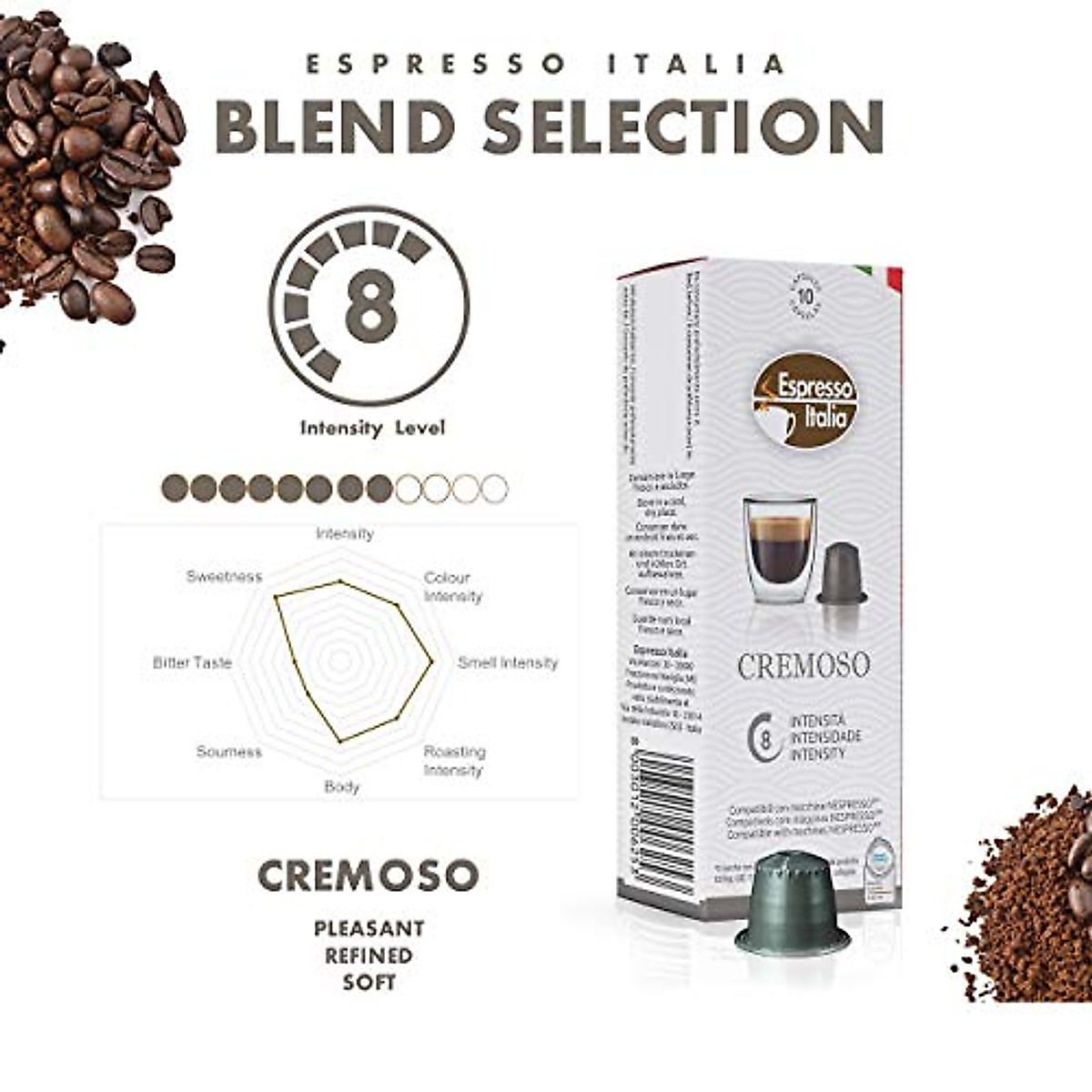 100 Pack Nespresso Compatible Capsules - ESPRESSO ITALIA Variety Pack - Espresso Coffee Capsules for Nespresso Machines Original. Italian Coffee. Ristretto Expresso Coffee Pods