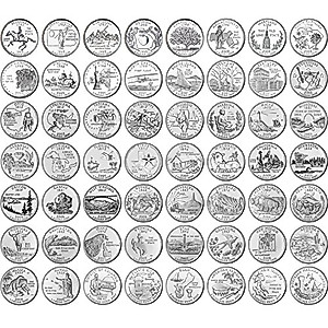 Complete 50 Uncirculated State (99-08) Quarter Collection Set + 6 Territory Quarters from The US Territories Program in a Beautiful Folder Display Book (Complete Set)