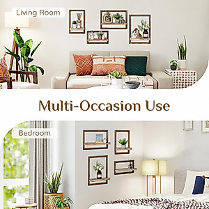 Walasis Wood Wall Shelves for Bedroom Farmhouse - Rustic Floating Shelf Decorative Storage Shelving Wall Mounted Decor with Frame for Living Room