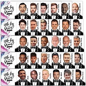 Nopoben Bridal Shower Games - Who Has The Groom Scratch Off Celebrity Cards, Bachelorette Party Games Supplies – 36 Cards(XL02-bishua) White, 16 Plus