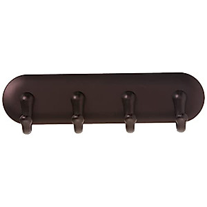 iDesign York Self Adhesive Plastic Key Rack, 4-Hook Organizer for Kitchen, Mudroom, Hallway, Entryway, 1.5" x 7" x 5.5" - Bronze