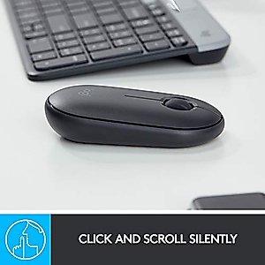 Logitech Pebble Wireless Mouse with Bluetooth or 2.4 GHz Receiver, Silent, Slim Computer Mouse with Quiet Clicks, for Laptop/Notebook/iPad/PC/Mac/Chromebook - Graphite