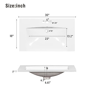 PrimaevalColossus 30" Modern Bathroom Vanity with Sink Combo, Freestanding Bathroom Vanity with Resin Sink Single Bathroom Cabinet Set with Soft Closing Doors & Drawers, Blue