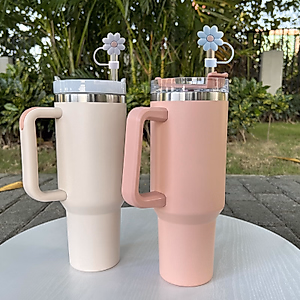 Velaco 7Pcs 0.4in/10mm Diameter Silicone Straw Covers Cap Compatible with Stanley 20 30&40 Oz Cup, Straw Toppers for Stanley 40 Oz Tumbler with Handle, Dust-Proof Straw Caps for Water Bottle