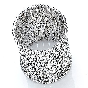 Szxc Womens Ballroom Rhinestone Stretch Cuff Bracelets Fit Wrist Circumference from 6.5" to 7.5" - Lead & Nickle Free