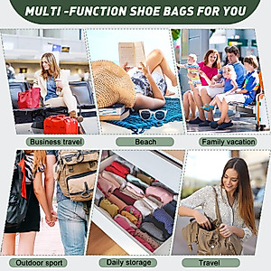 12 Pcs Shoe Dust Bags Beige Duster Flannel Single Shoe Pouch with Drawstring Closure Washable Breathable Shoe Covers for Travel Home Luggage Handbags, 8 x 17 Inches