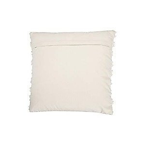 Creative Co-Op White Cotton Embroidered Lines of Decorative Fringe Pillows, 1 Count (Pack of 1)
