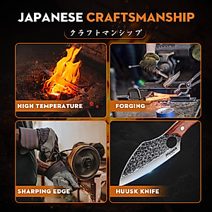 Huusk Japan Knife Bundle with Cooking Knife for Kitchen and Outdoor Camping, Thanksgiving