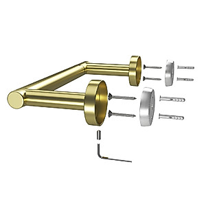 POKIM Gold Toilet Paper Holder - Metal Bathroom Flexible Pivoting Tissue Handle on Wall Mounted, SUS 304 Stainless Steel Adjustable TP Large Mega Roll Holder Classic Shiny Finish