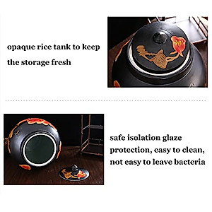 TUU Retro Rice Dispenser Ceramic Large Capacity Sealed Cereal Storage Container with Lid Grain Dispenser Suitable for Kitchen Soybean, Corn, Flour, Sugar, Rice, Nuts, Snacks, Pet Food