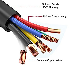 TYFYB 8 Feet 7-Way Plug Inline Trailer Cord with Double Prongs Connector for RV Truck Camper Trailer Extension Cord 7 Pin Inline Harness Kit Weatherproof