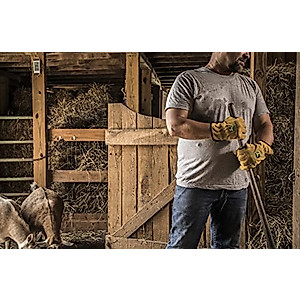 John Deere JD00004 Leather Gloves - Large Size Split Cowhide Work Gloves with Shirred Elastic Wrist. Hand Protection Wear,Gold