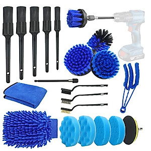 21PCS Car Detailing Brush Set, Car Detailing kit, Auto Detailing Drill Brush Set, Car Detailing Brushes, Car Wash Kit for Vehicles, Car Cleaning Tools Kit for Interior,Exterior, Wheels, Dashboard