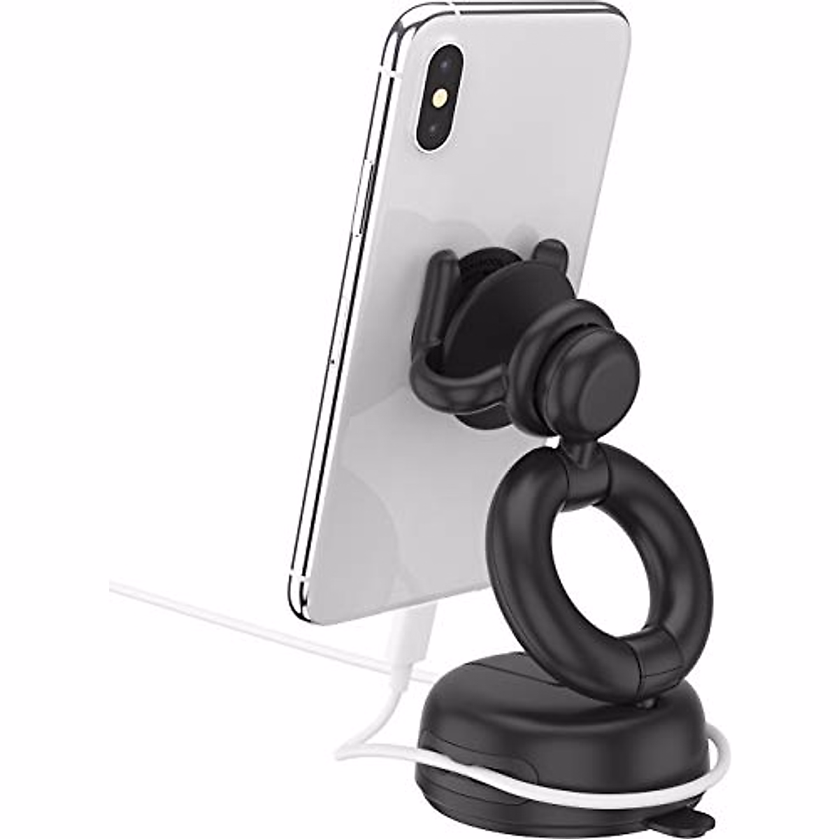 PopSockets Multi-Use Phone Mount: Dash Mount, Windshield Phone Mount, and Phone Mount for Desk - Black