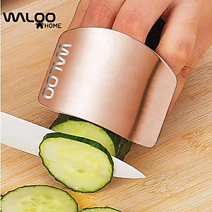 WALOO Stainless Steel Finger Guard for Cutting | Knife Cutting Protector & Kitchen Tool Guards | Kitchen Safe Chop Cut Tool Avoid Hurting During Slicing & Chopping (1 Pack, Rose Gold)