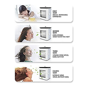 Evaporative Mini Air Conditioner, Personal Air Cooler, Cooling Fans, Mini Air Conditioner with 4 Wind Speeds, Built-In High-capacity Rechargeable Battery, For Home Room Camping Car Office #B