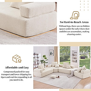 FREESNOOZE Oversized Modular U Shaped Sectional Sofa, Modern Minimalist Boucle Sofa for Living Room, 4PC Free Combination, Beige