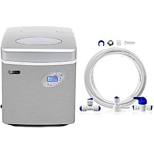 Whynter IMC-491DC Portable 49lb Capacity Stainless Steel with Water Connection Ice Makers + iSpring ICEK Ultra Safe Fridge Water Line Connection and Ice Maker Installation Kit