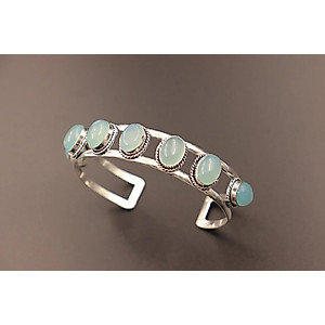 Aqua Chalcedony bangle, cuff bangle, 925 sterling silver bangle, Wedding Jewelry, Many Stone Jewelry, Attractive Bangle, Gift For Her/Him, Charm Bangle, Tennis Bracelet, boho style, Unique Jewelry