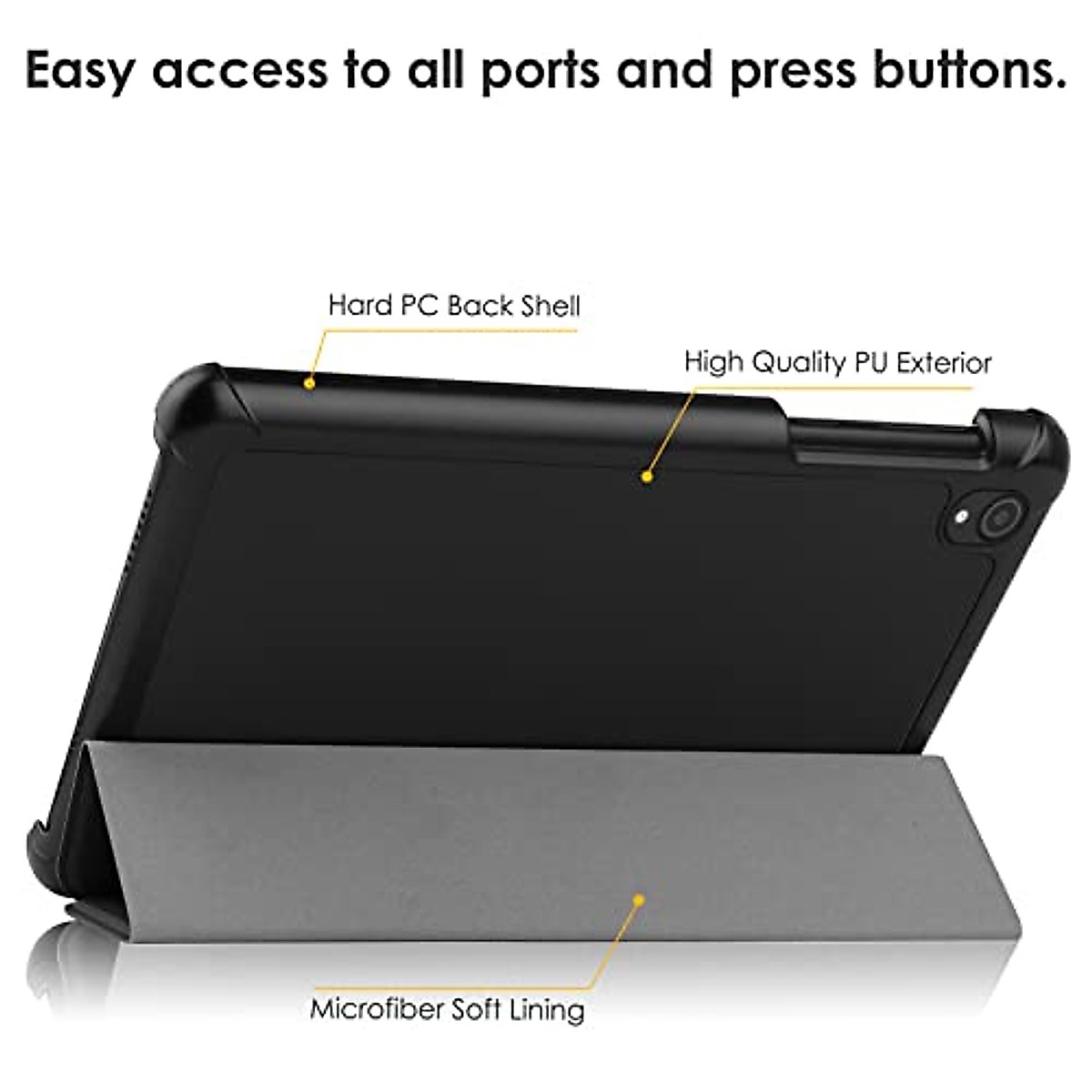 KuRoKo Alcatel Joy Tab 2 / TCL Tab 8 Tablet Case, Slim Light Cover Trifold Stand Hard Shell Case for 8.0" (9032Z) / Verizon TCL Tab 8 (9038s)-NOT for TCL TAB 8 LE
