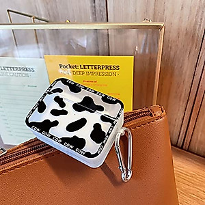 Lovmooful AirPods Case for Airpods Pro, Cute Clear Cow Print Pattern with Keychain for Women Girls Soft TPU Shockproof Protective Animal Print Cover Case for Airpod Pro- Cow Print