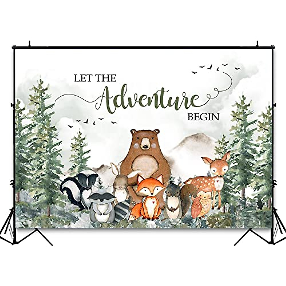 Avezano Woodland Baby Shower Backdrop Adventure Awaits Baby Shower Decoration Background Adventure Forest Mountain Wilderness Country Gender Neutral Baby Shower Party Supplie (7x5ft)