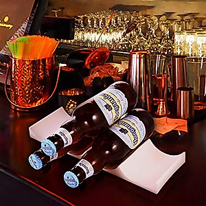 BESTonZON European Style Wine Rack Plastic Water Bottle Display Mat Wine Holder Storage Organizer for Kitchen Countertops Pantry Fridge (White/2.9"/7.4cm per Groove)
