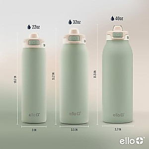 Ello Pop & Fill 32oz Stainless Steel Water Bottle with Quick Fill Technology, Double Walled and Vacuum Insulated Metal, Leak Proof Locking Lid, Sip and Chug, Reusable, BPA Free, Pistachio