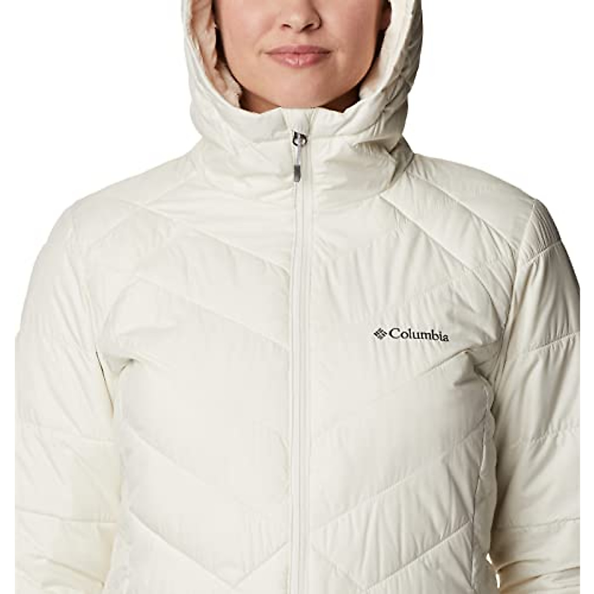 Columbia Women's Heavenly Long Hooded Jacket, Chalk, Medium