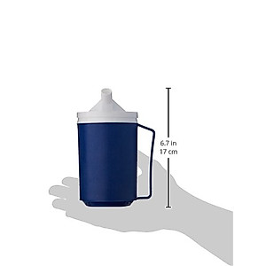 Sammons Preston Insulated Mug with Snorkel Lid, Durable Container for Hot and Cold Liquid Beverages, Tea, Smoothies, 12 oz Blue Travel Coffee Cup with Lid for Elderly, Disabled, Handicapped, Weak Grip