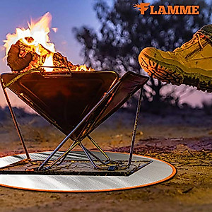 Flamme M24 Mat 24 inches Fireproof Grill Patio Lawn and Deck Protector Outdoor Wood Fire Outside Pits Blanket Charcoal,Chiminea,BBQ Smoker Pad, Camping, Bonfire