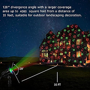 Christmas Laser Lights Outdoors Decoration Projector Light Waterproof LED Star Show for Xmas Decor House Home Yard Garden Patio Wall Indoor, Red and Green with Wireless Remote