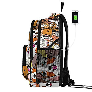 ALAZA Cute Doodle Dog Print Animal Travel Laptop Backpack College School Computer Bag for Boys Girls