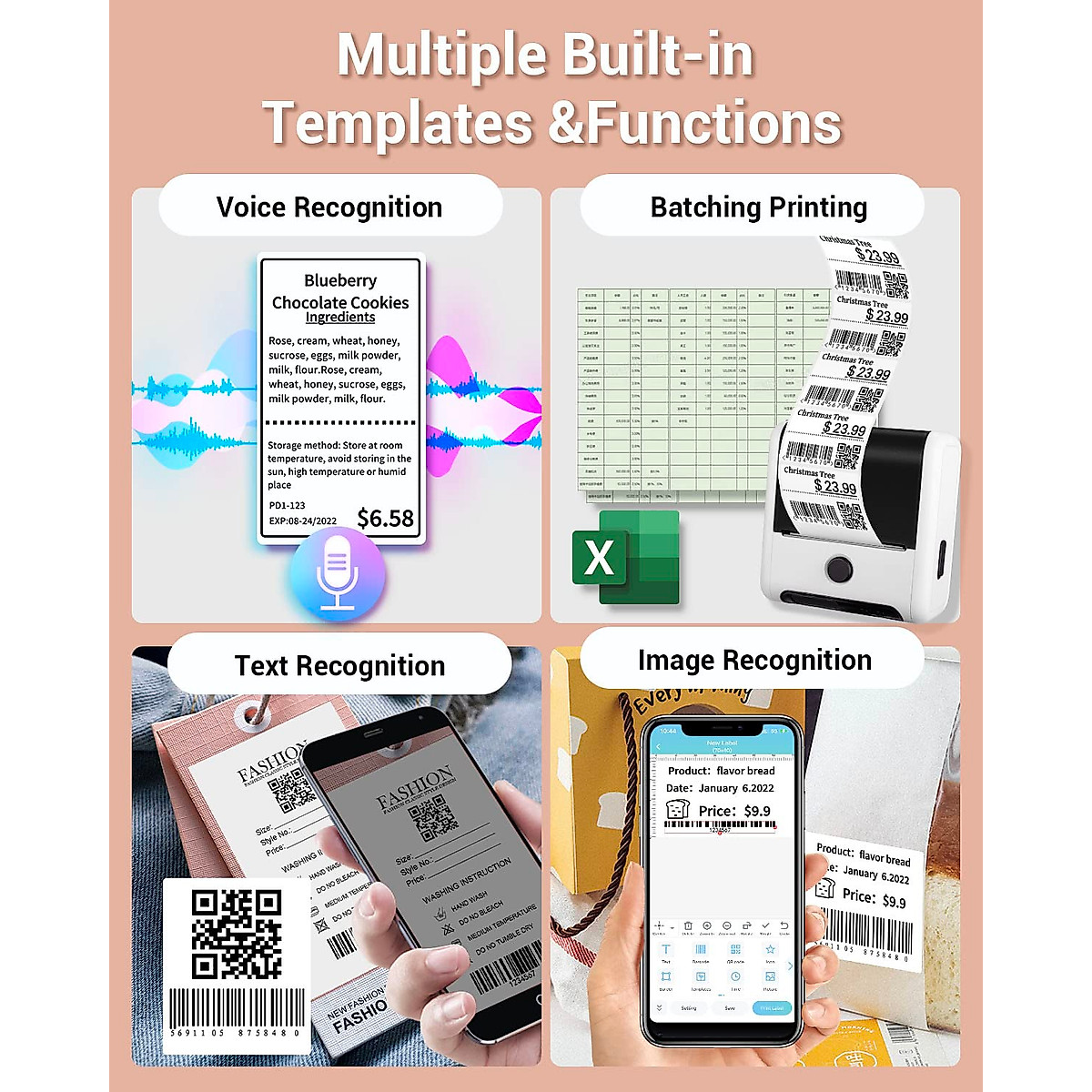 Phomemo Label Makers-M200 Label Printer Machine with 3 Paper,2023 Upgrade 3 Inch M110 Label Maker,WiFi Bluetooth Thermal Label Printer,Phone Support,for Android iOS,for Shipping,Labeling- White