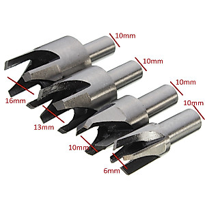 CAIDU 8pcs Wood Plug Cutter Cutting Tool Drill Bit Set Straight and Tapered Taper 5/8" 1/2" 3/8" 1/4" Woodworking Cork Drill Bit Knife