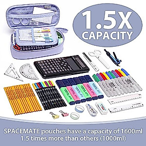 SPACEMATE Heavy Duty Canvas Pencil Case Pouch Bag - Holds 50-100 Pencils - Large Big Capacity Aesthetic Pen Case School Supplies for Girls Women Adults (Purple)