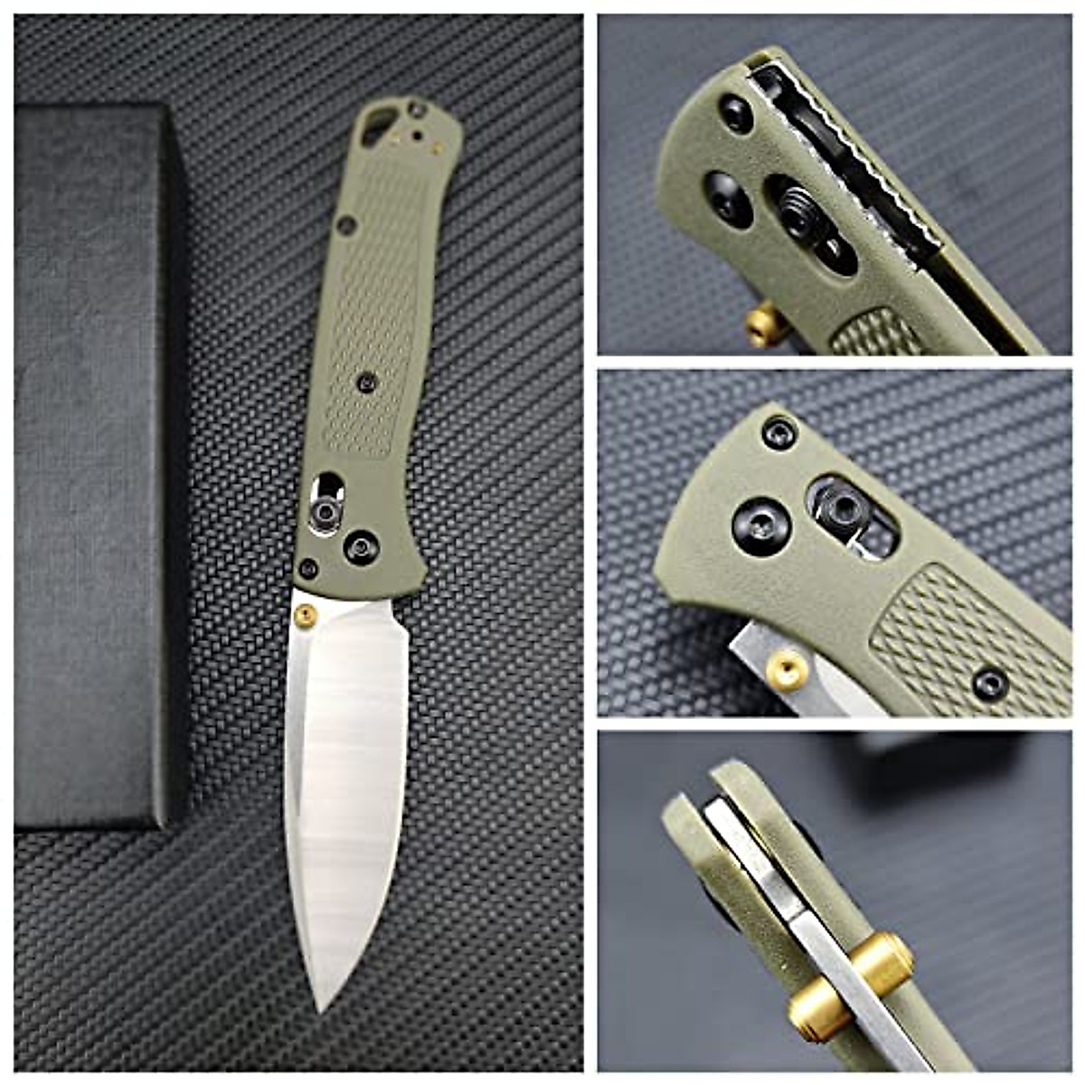 EDC Folding Pocket Knife For Men, Satin Plain Edge Drop Point Blade , Green Grivory Fiberglass Super Lightweight Handle Axis Lock With Belt Clip, Everyday Carry Thumb Studs Manual Open (Green Handle Satin Blade)