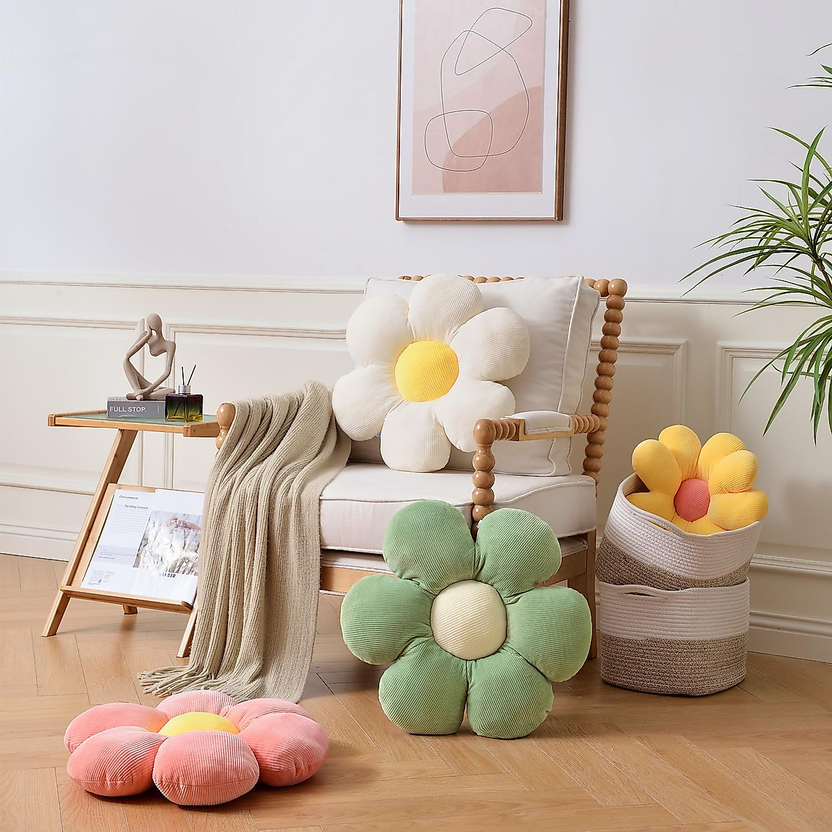 Vdoioe Flower Pillow, Flower Shaped Throw Pillow Cushion Seating six Petal 15.75" white Flower PlushThrow Pillow Floor Pillows Home Decorative Seating Cushions